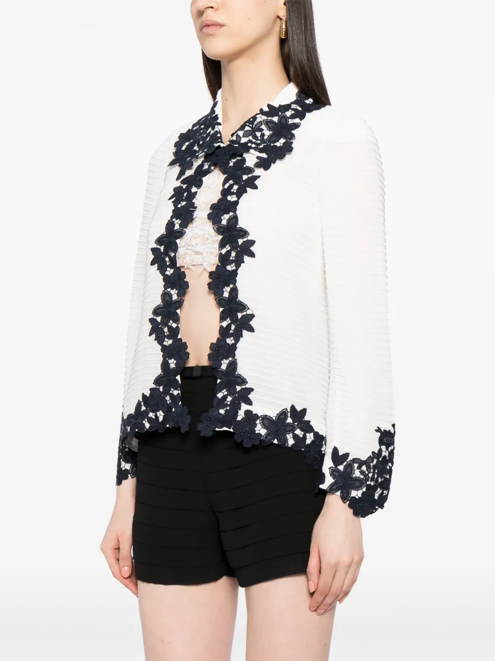 Edward Achour Paris guipure-lace Tailored Jacket | White | FARFETCH