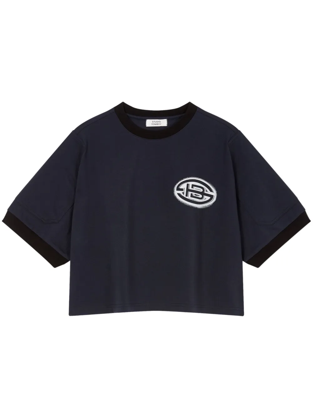 STUDIO TOMBOY logo-print Cotton Cropped T-shirt | Blue | FARFETCH