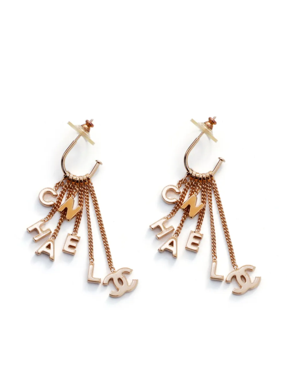 CHANEL Pre-Owned 2000s letter-charm Drop Earrings - Farfetch