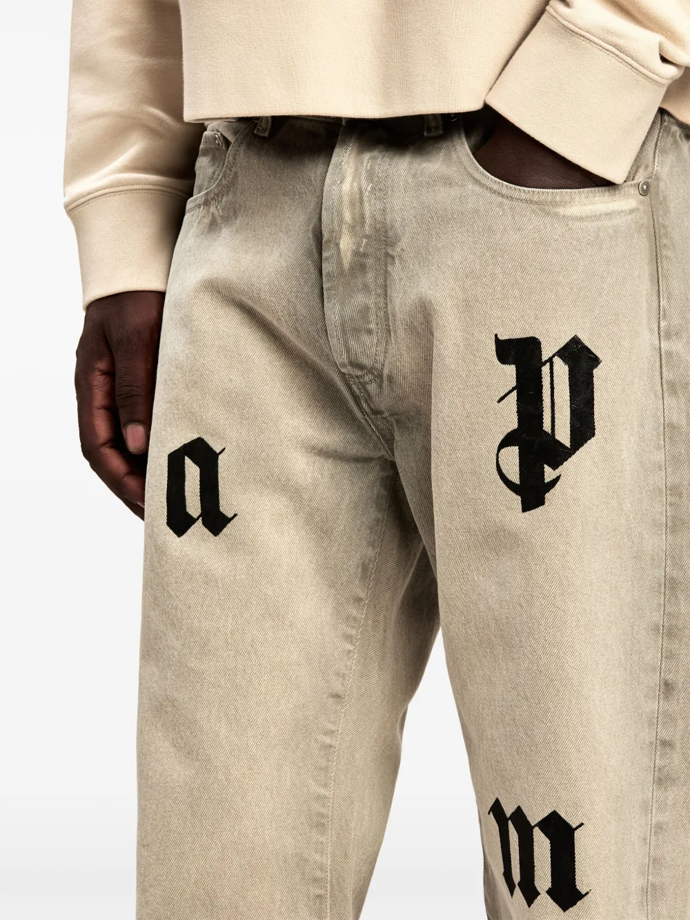Palm Angels logo-patch Loose Jeans | Grey | FARFETCH Palm Angels logo-patch Loose Jeans | Grey | FARFETCH