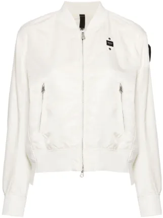 Blauer Eleanor logo-patch Bomber Jacket | White | FARFETCH