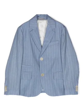 Eleventy Kids pinstripe-pattern Blazer | Blue | FARFETCH