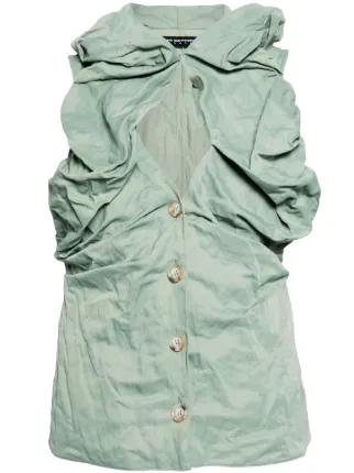 Kiko Kostadinov crinkled-effect Cotton Blend Jacket | Green | FARFETCH