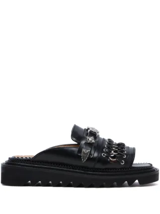 Toga lace-up Leather Slides | Black | FARFETCH