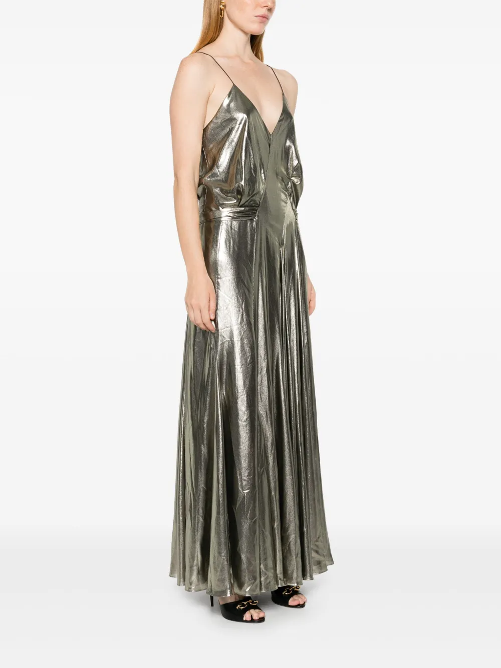 Barbara Bui lamé-effect Maxi Dress | Gold | FARFETCH