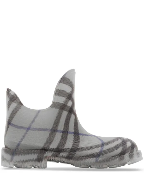 Burberry Marsh Checked Rubber Ankle Boots Grey FARFETCH TR