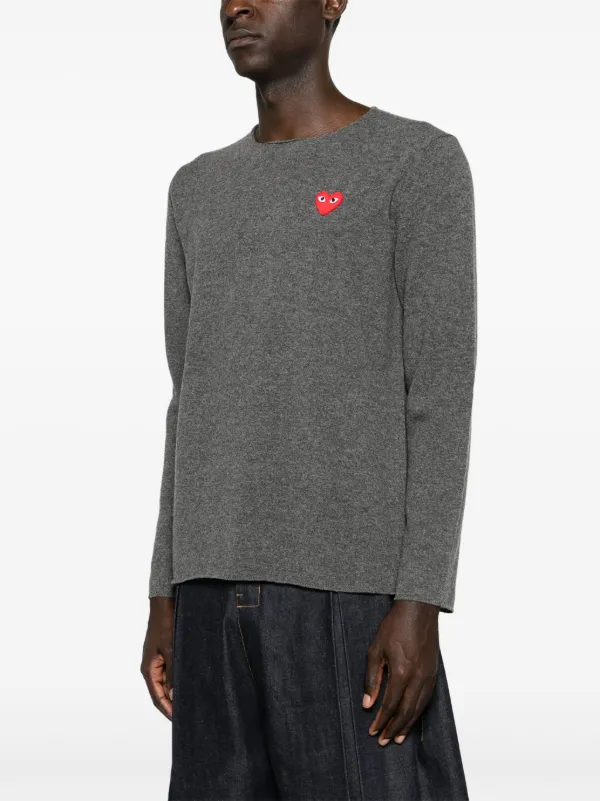 Comme Des Garçons Play heart-patch Wool Jumper | Grey | FARFETCH Comme Des Garçons Play heart-patch Wool Jumper | Grey | FARFETCH