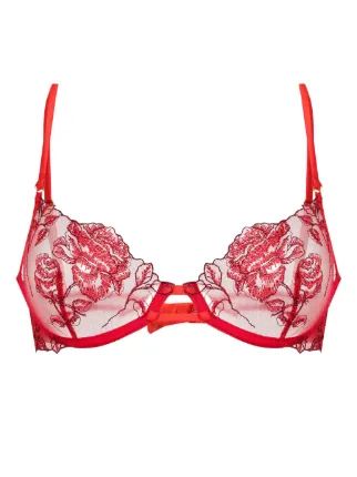 Kiki De Montparnasse Dominique Lace Demi Bra | Red | FARFETCH UK