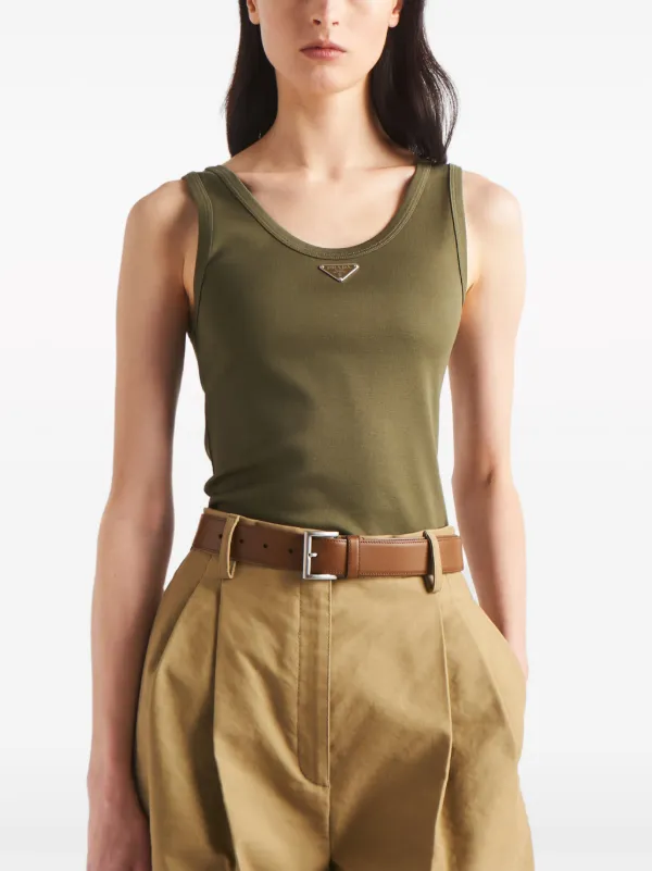 Prada triangle-logo ribbed-knit Tank Top | Green | FARFETCH Prada triangle-logo ribbed-knit Tank Top | Green | FARFETCH