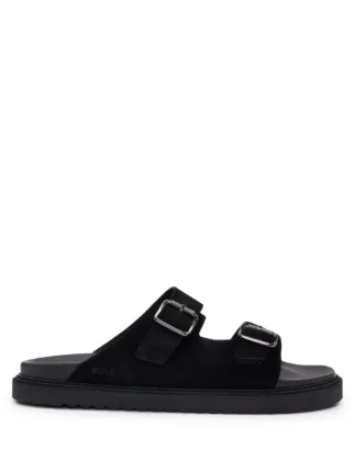 BOSS Cliff Suede Slides Black FARFETCH AZ