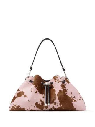 Jimmy Choo Cinch M cow-print Shoulder Bag | Pink | FARFETCH