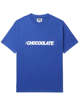 CHOCOOLATE logo-print Cotton T-shirt | Blue | FARFETCH