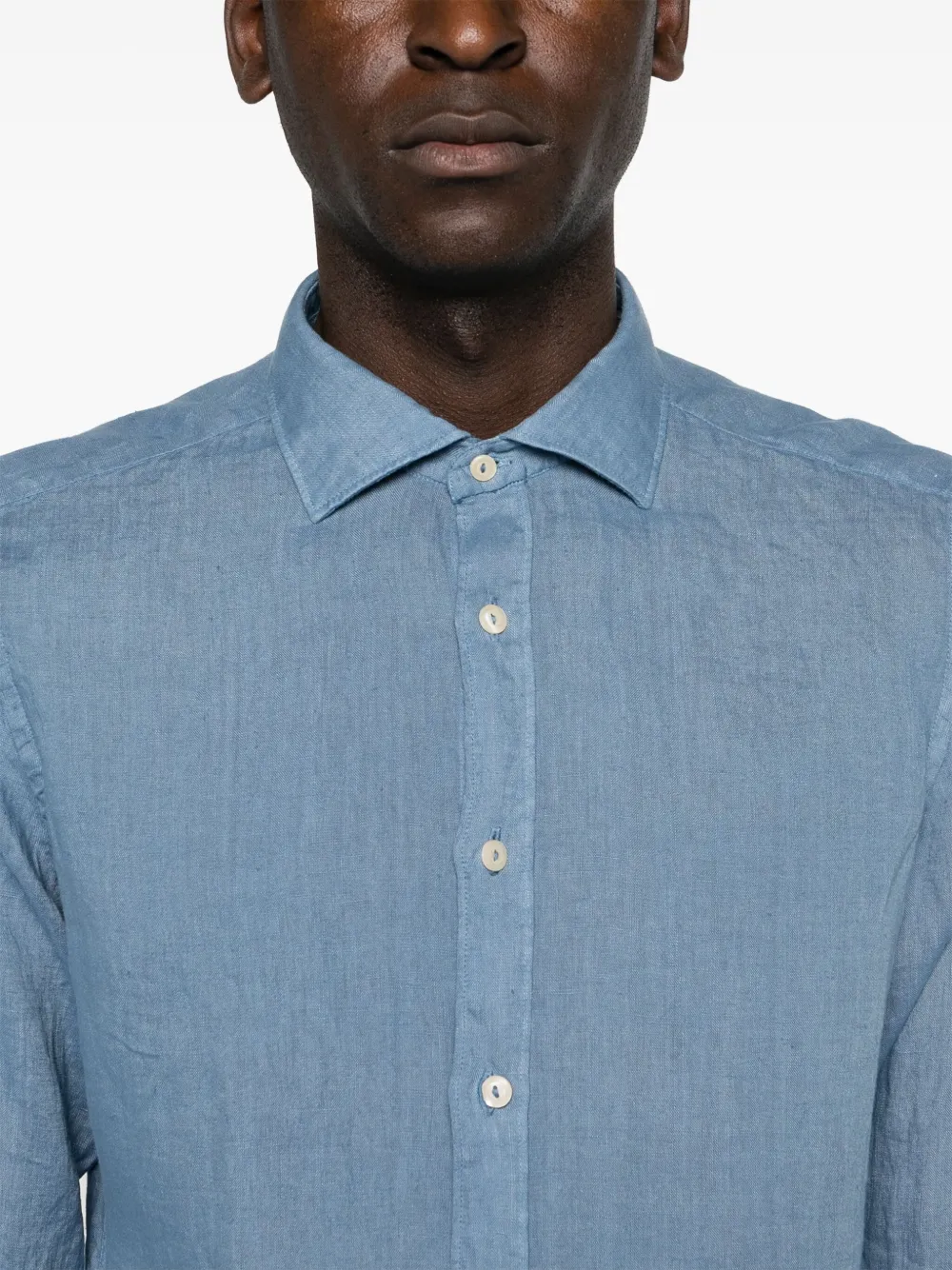 Tintoria Mattei cutaway-collar Linen Shirt | Blue | FARFETCH