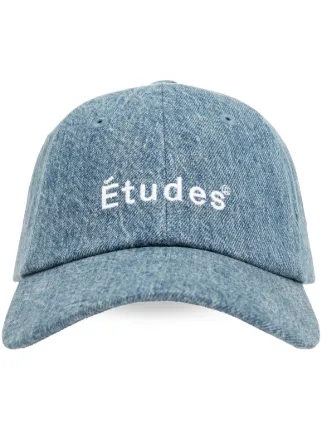 Études Studio Embroidered Acid Wash Cap | Blue | FARFETCH