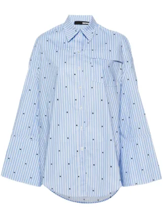ROTATE BIRGER CHRISTENSEN logo-print Striped Shirt | Blue | FARFETCH UK