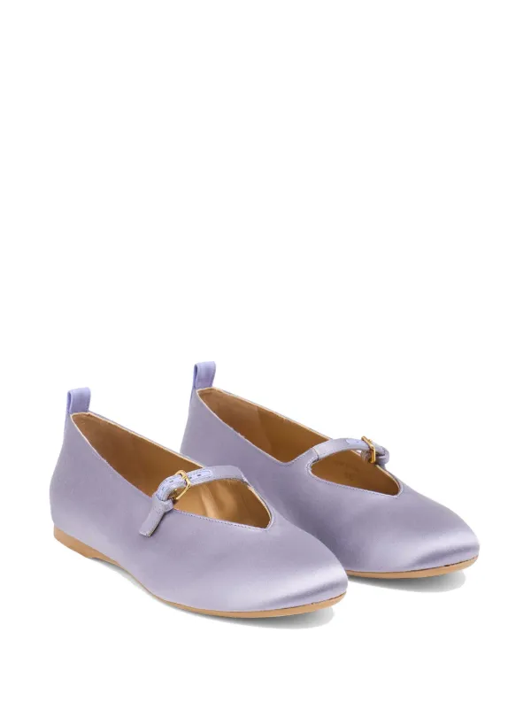 JW Anderson satin side strap ballerina shoes women Viscose Silk Sheepskin Rubber 38 Purple