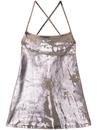 Diesel logo-plaque Metallic Minidress | Pink | FARFETCH