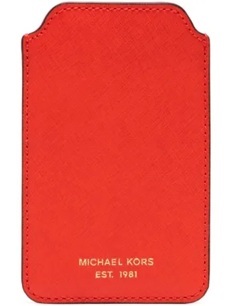 Michael Kors logo-print Leather Phone Case | Red | FARFETCH