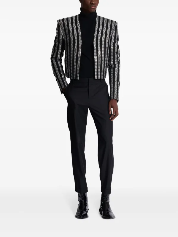 Balmain rhinestone-embellished Spencer Jacket | Black | FARFETCH Balmain rhinestone-embellished Spencer Jacket | Black | FARFETCH