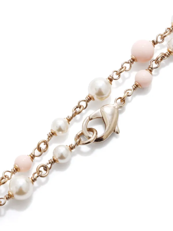 Chanel Pre owned 2000s CC Beaded Pearl Necklace Gold