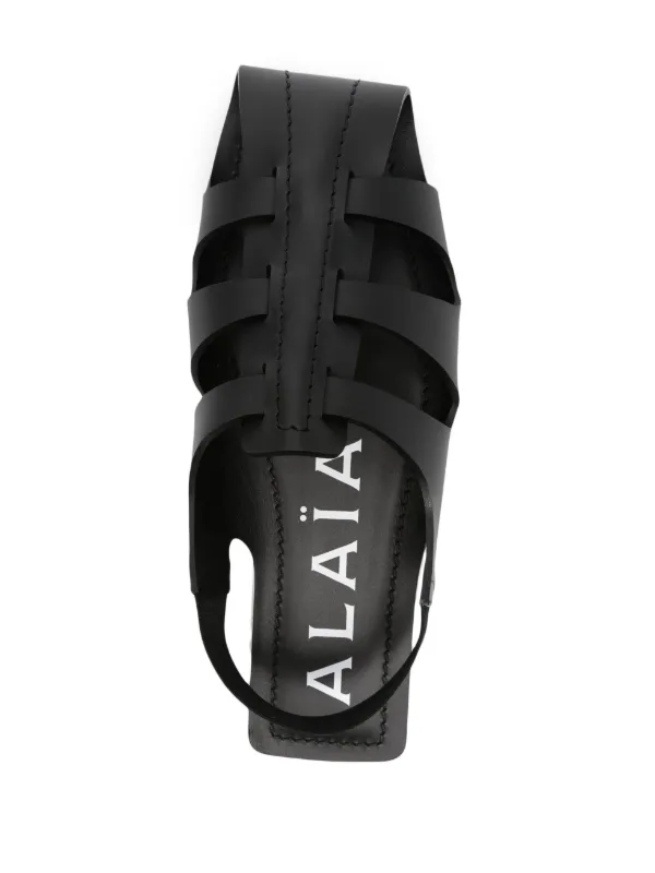 Alaia caged design Flat Sandals Black FARFETCH UK