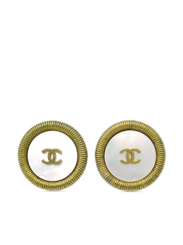 CHANEL Pre Owned 1994 CC Shell Earrings Gold FARFETCH
