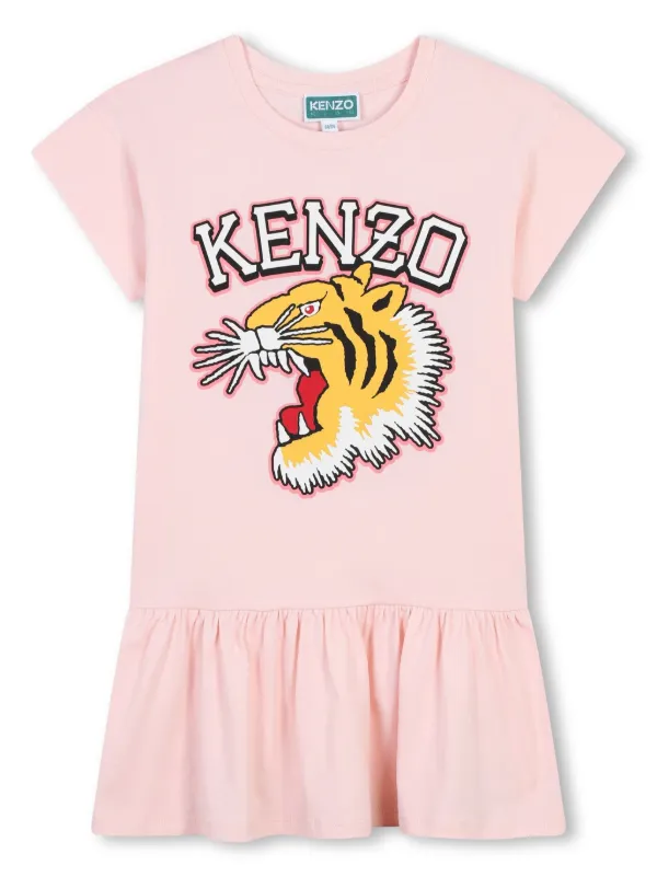 Kenzo Kids Tiger print cotton dress kids Organic Cotton 2 Pink