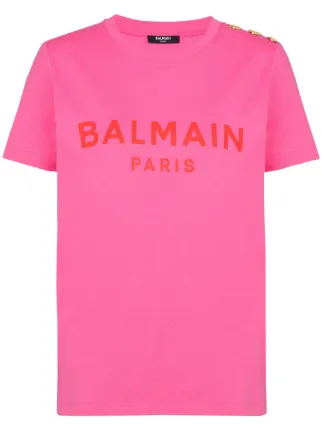Balmain logo-print Cotton T-shirt | Pink | FARFETCH