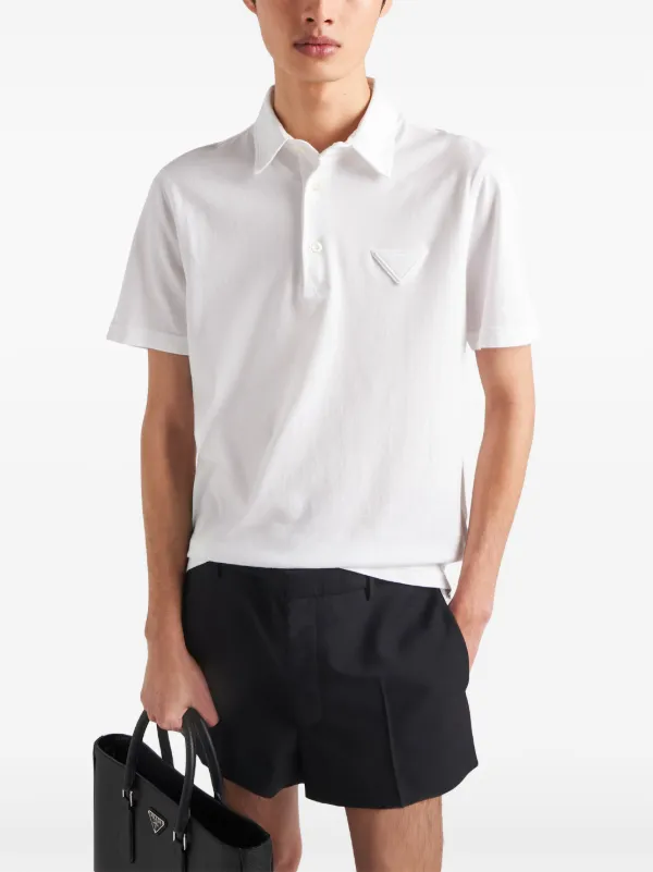 Prada logo-patch Cotton Polo Shirt | White | FARFETCH Prada logo-patch Cotton Polo Shirt | White | FARFETCH