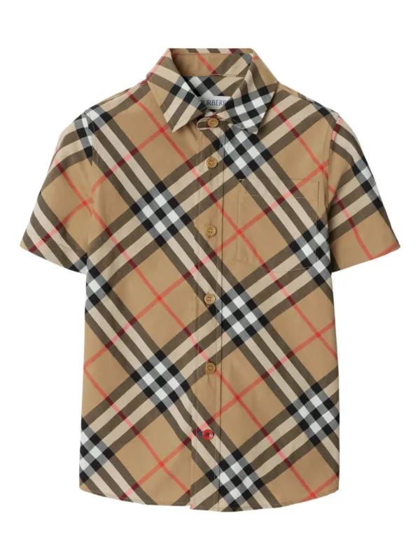 Burberry Kids Vintage check pattern Cotton Shirt Brown FARFETCH UZ