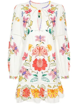 FARM Rio Floral Insects ミニドレス | ホワイト | FARFETCH JP