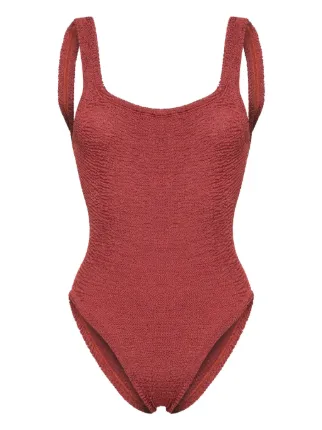 Hunza G Geraffter Badeanzug Mit Eckigem Ausschnitt | Rosa | FARFETCH DE