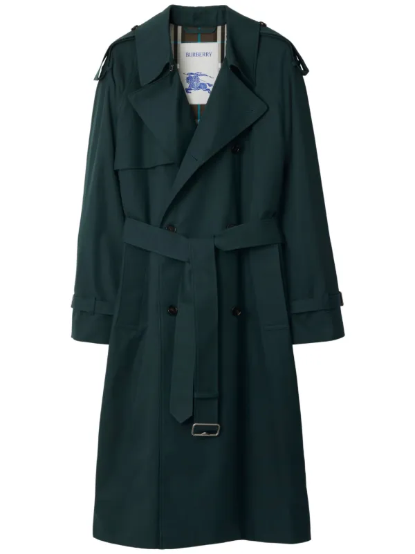 Burberry double breasted Trench Coat Green FARFETCH TR