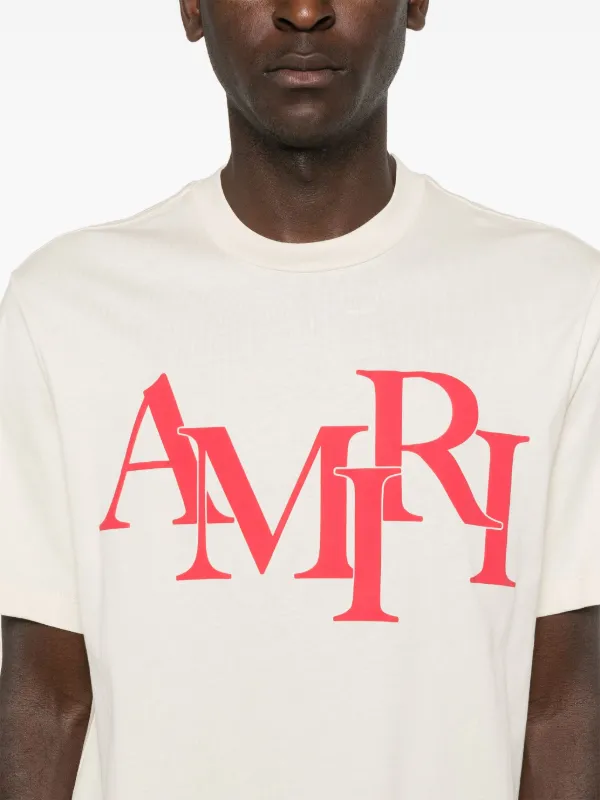 AMIRI logo-print Cotton T-shirt | Neutrals | FARFETCH AMIRI logo-print Cotton T-shirt | Neutrals | FARFETCH