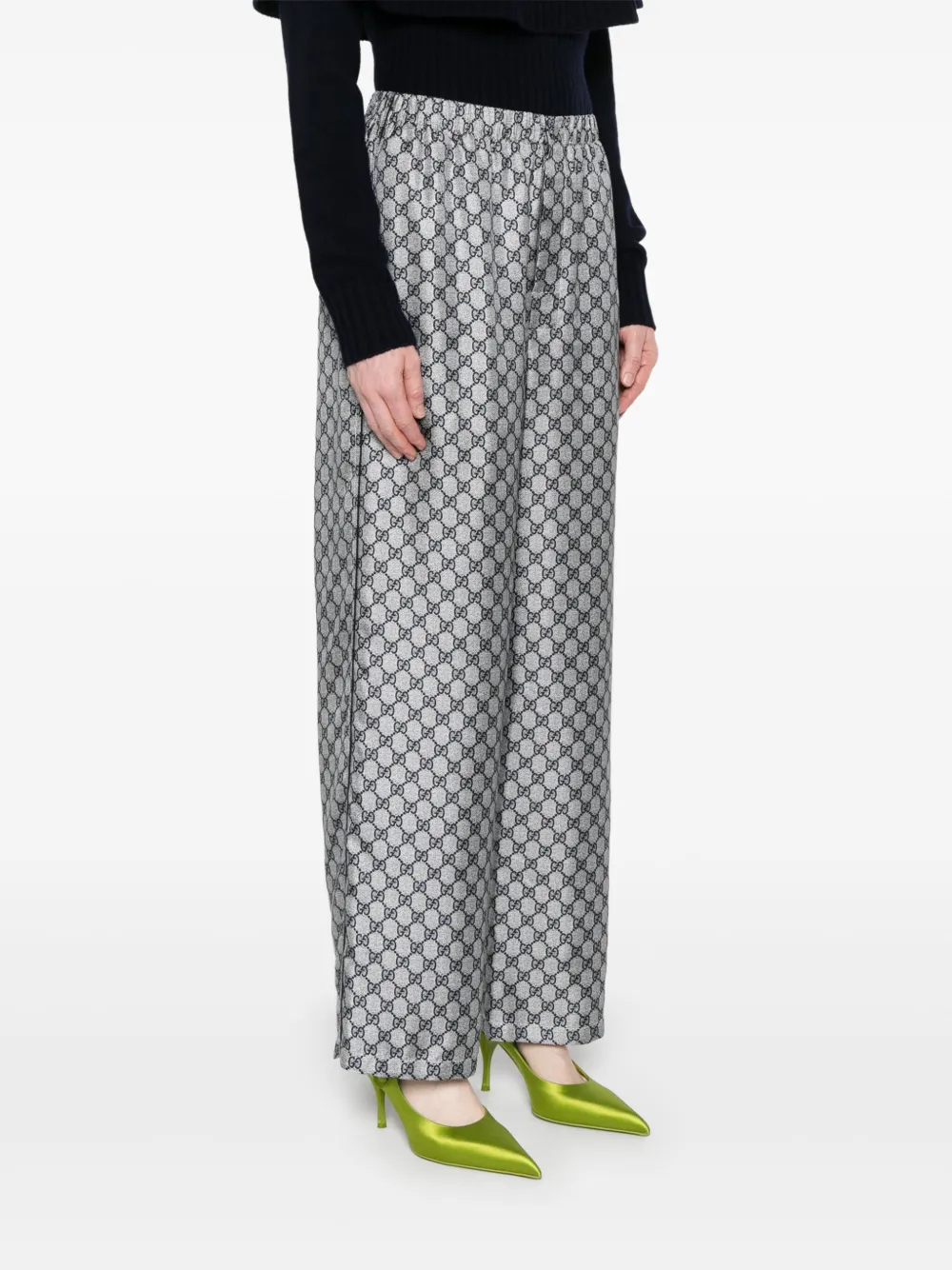 Gucci GG-print Silk Trousers | Blue | FARFETCH