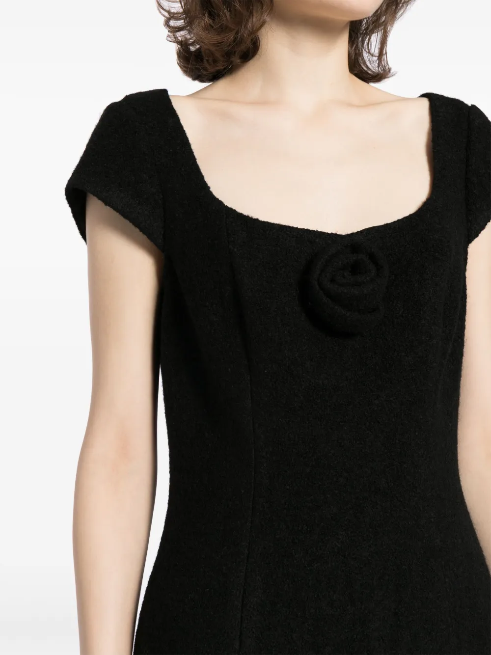 Reformation Rose Applique Knitted Dress | Black | FARFETCH