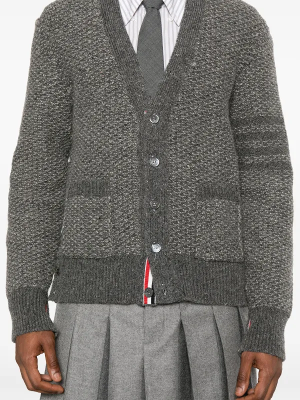 Thom Browne V-neck chunky-knit Cardigan | Grey | FARFETCH Thom Browne V-neck chunky-knit Cardigan | Grey | FARFETCH