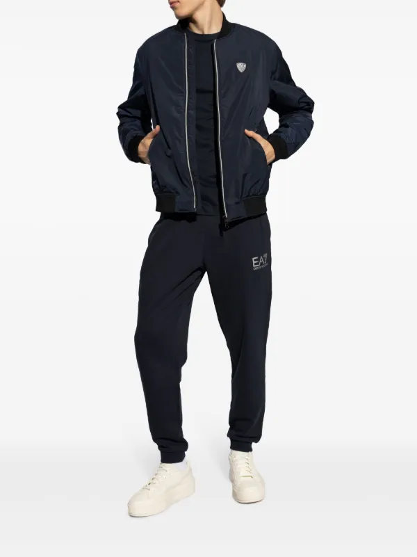 Ea7 Emporio Armani Veste Bomber a Patch Logo Bleu FARFETCH FR