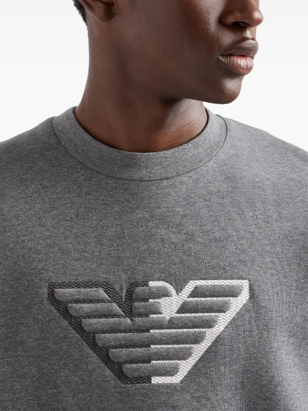 Emporio Armani Sweat Superpose a Applique Aigle Gris FARFETCH FR