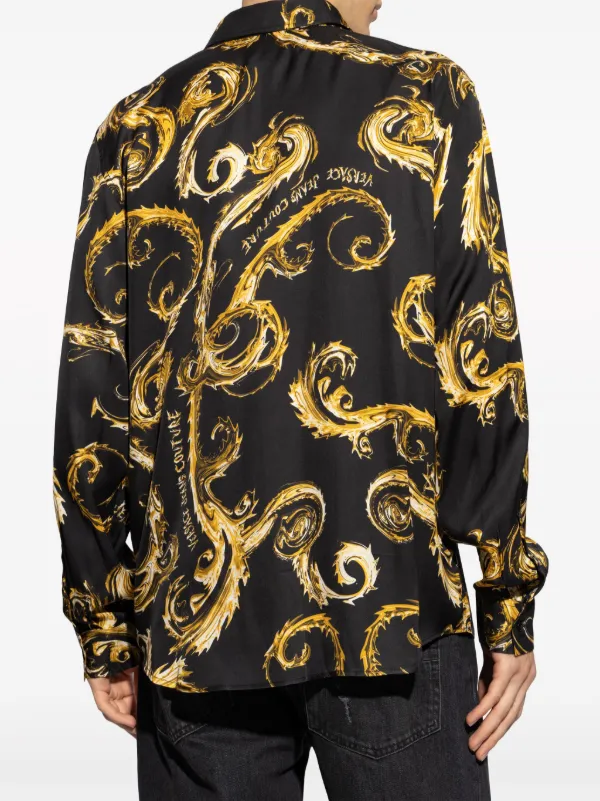 Versace Jeans Couture Watercolor Couture-print Shirt | Black Versace Jeans Couture Watercolor Couture-print Shirt | Black