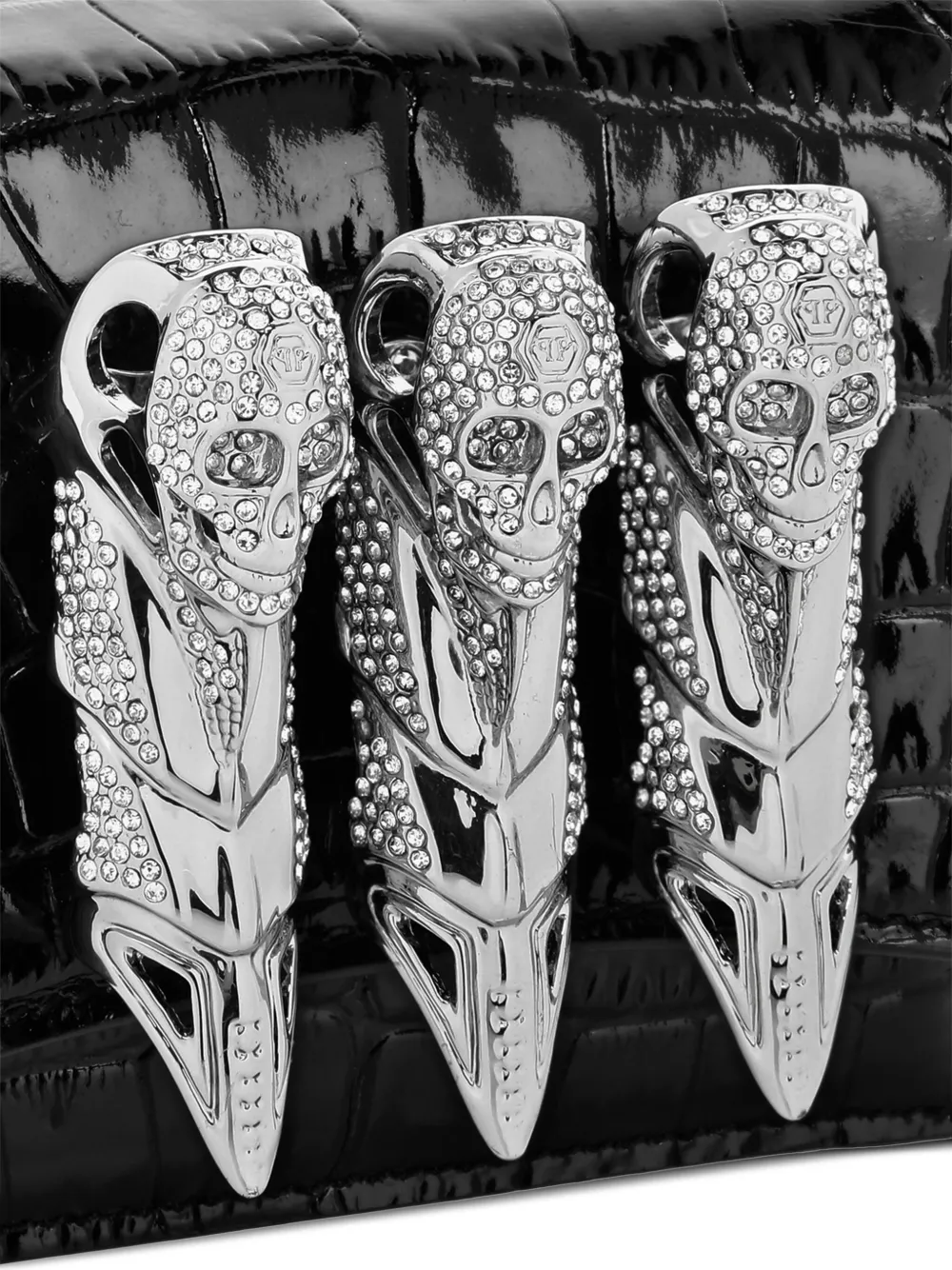 Philipp Plein skull-appliqué croco-embossed Shoulder Bag | Black | FARFETCH