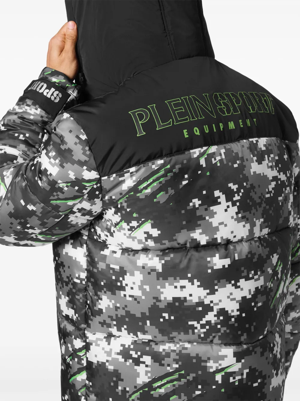 Plein Sport Pixel Puffer Jacket | Black | FARFETCH