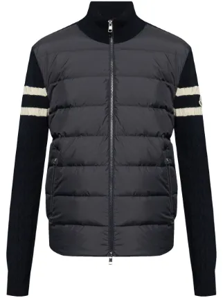 Moncler knitted-panels Puffer Jacket | Blue | FARFETCH