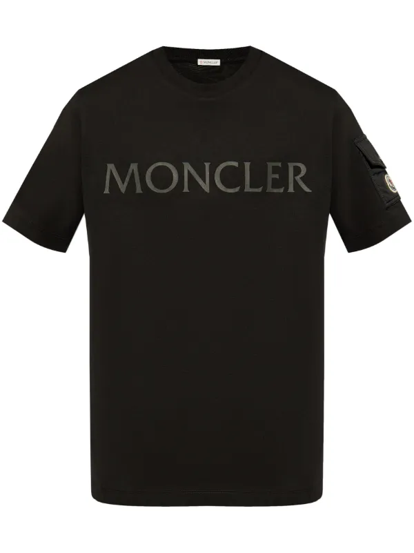 Moncler logo print Cotton T shirt Black FARFETCH CA
