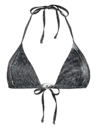 Diesel Oval D-logo Triangle Bikini Top | Black | FARFETCH