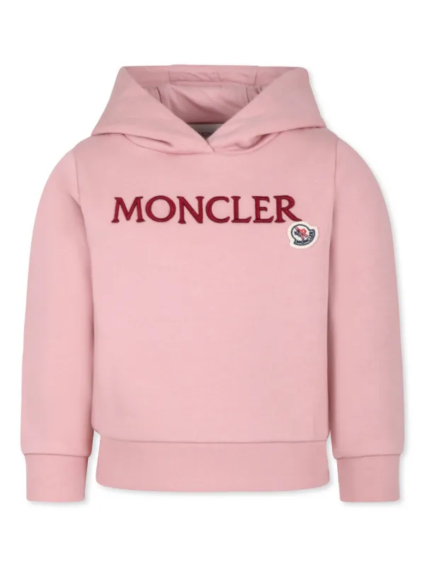 Moncler Enfant logo print Cotton Hoodie Pink FARFETCH CA