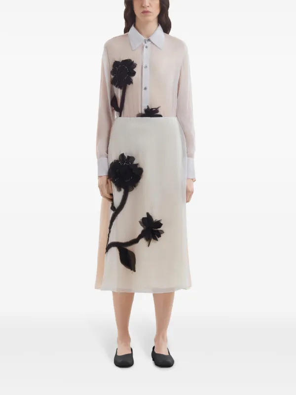 Marni floral-appliqué Silk Midi Skirt | Neutrals | FARFETCH Marni floral-appliqué Silk Midi Skirt | Neutrals | FARFETCH