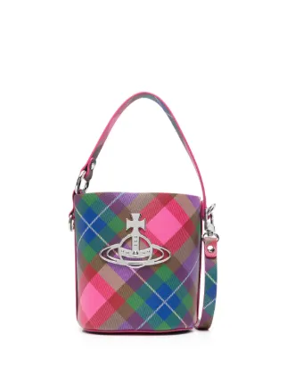 Vivienne Westwood Orb-plaque Checked Bucket Bag | Pink | FARFETCH