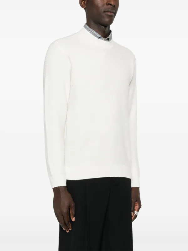 Emporio Armani crew neck Virgin Wool Jumper White FARFETCH GE