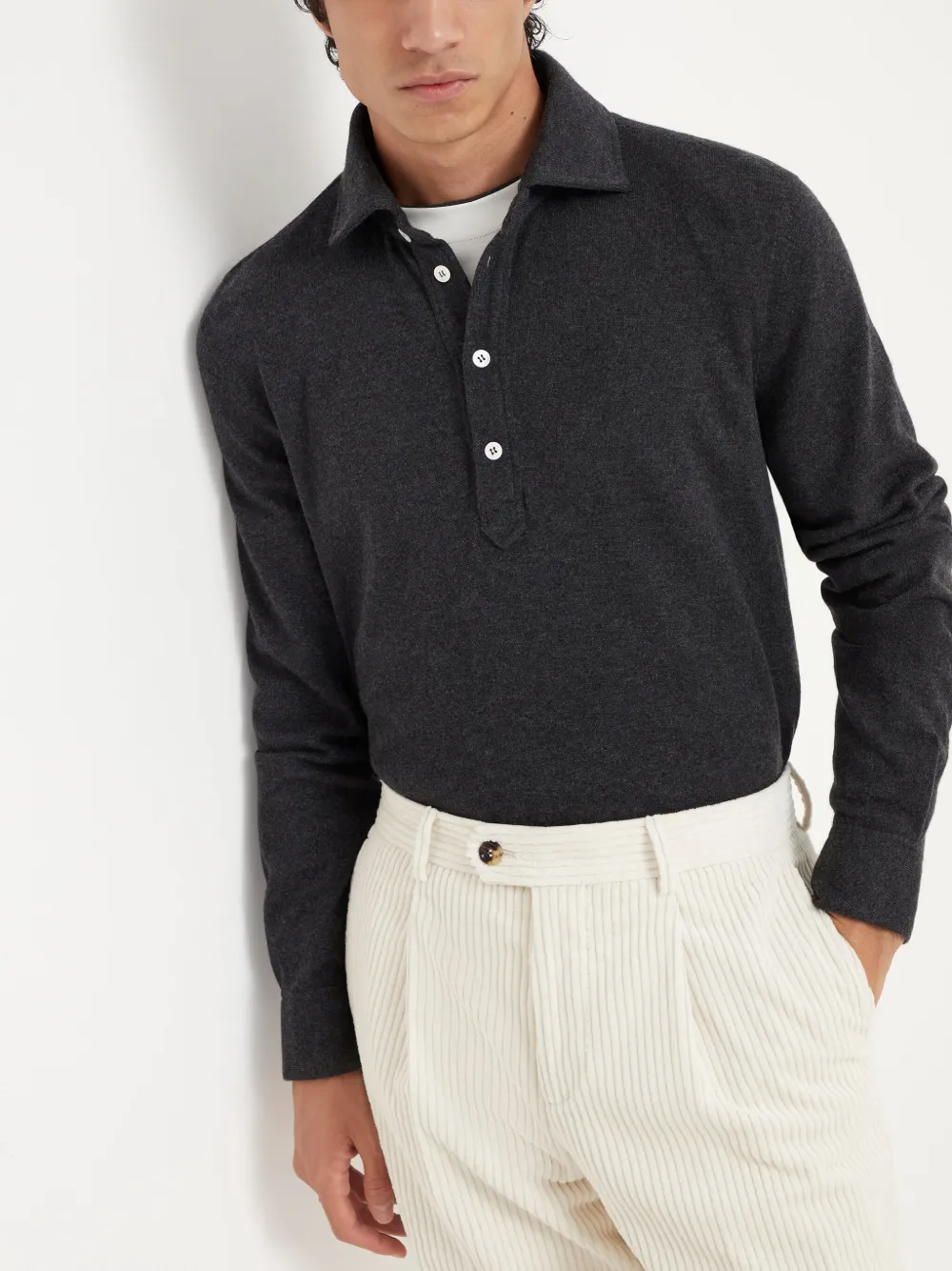 Brunello Cucinelli Cashmere Polo Shirt | Black | FARFETCH
